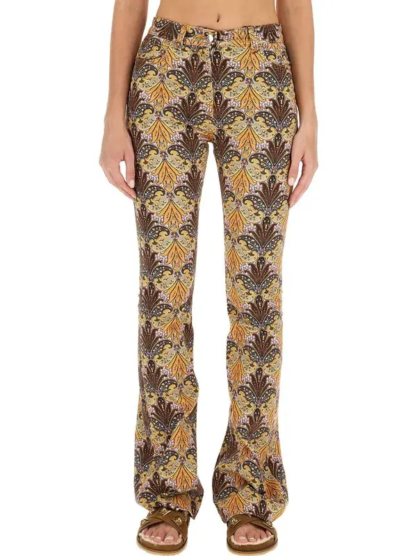 Etro Paisley Print Slim Fit Jeans - Multicolour