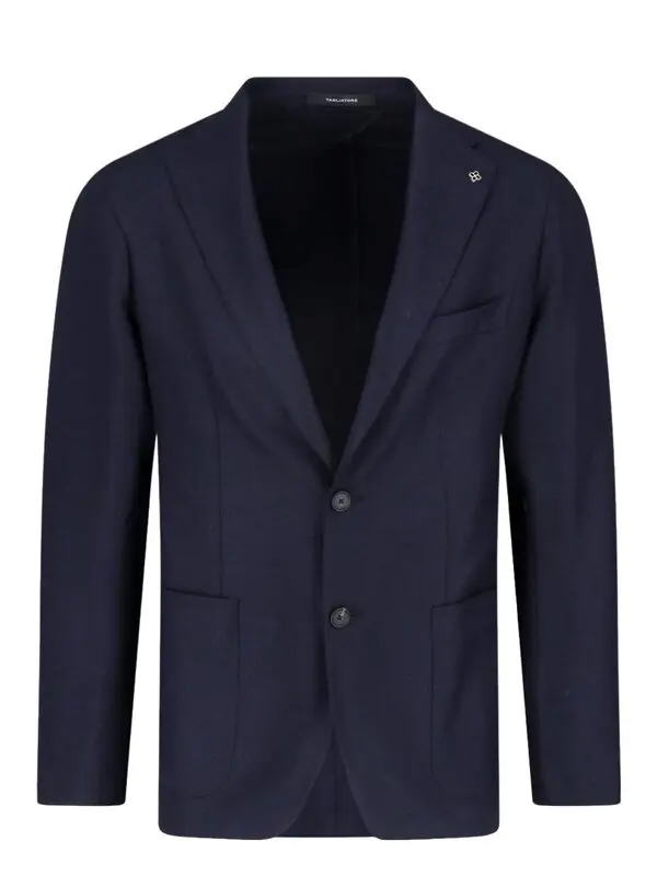 Giorgio Armani Single-breasted Virgin Wool Blazer - Blue