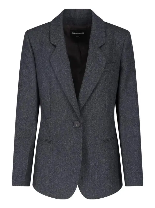 Giorgio Armani Single-breasted Virgin Wool Blazer - Gray