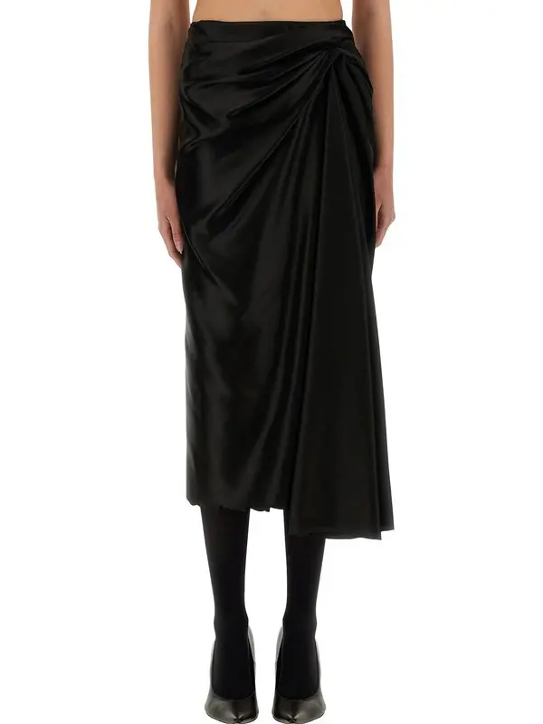 Balenciaga Draped Midi Skirt - Black