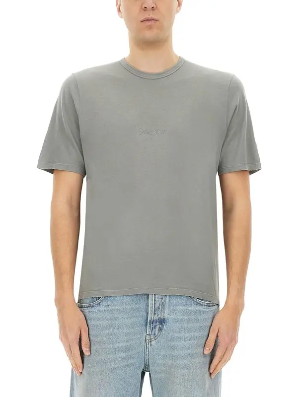 Saint Laurent T-shirt With Logo - Grey
