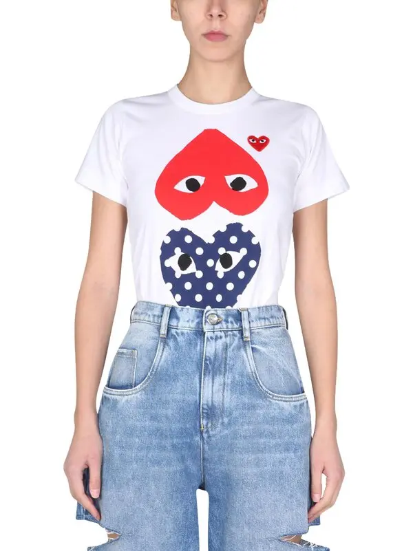 Play Comme Des Garcon Logo Print T-shirt - White