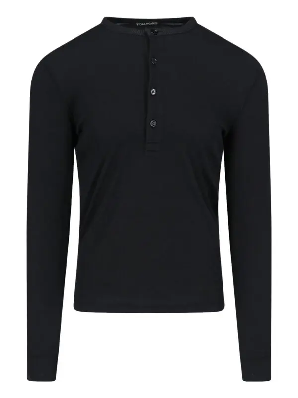 TOM FORD Henley' T-shirt - Black