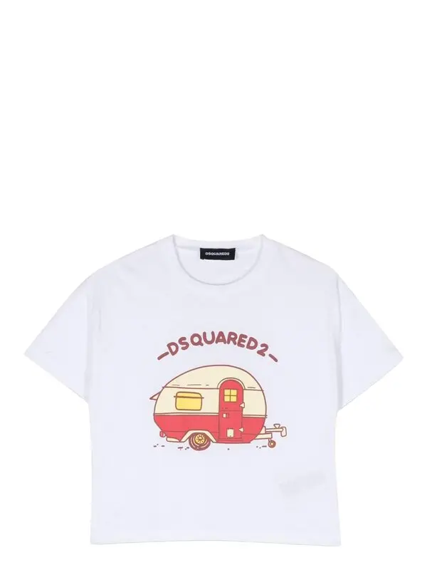 Dsquared2 Printed Crop T-shirt - White