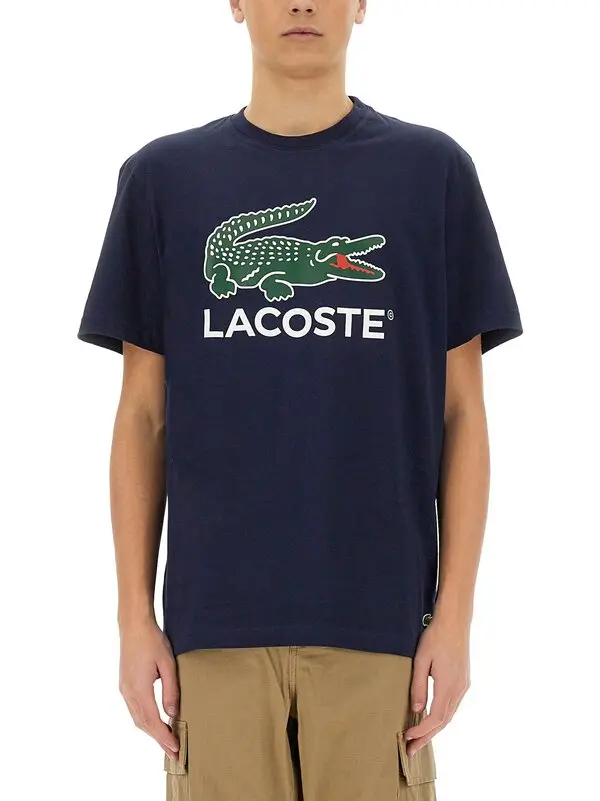 Lacoste Cotton T-shirt With Print - Blue