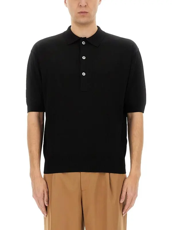 LARDINI Organic Cotton Polo Shirt - Black