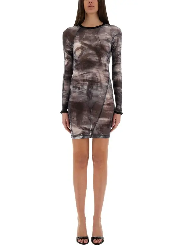 Helmut Lang Scribble Twisted Dress - Grey