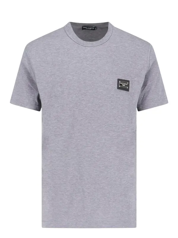 Dolce & Gabbana Logo T-shirt With Plaque - Gray