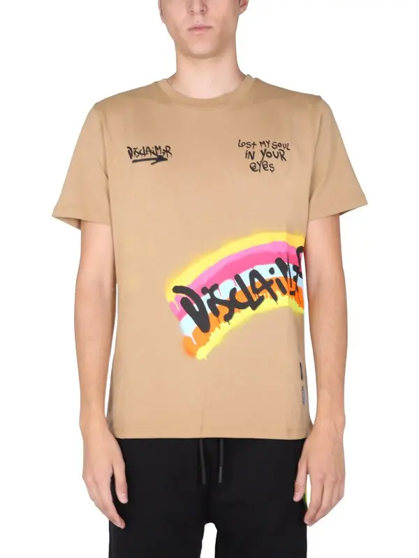 DISCLAIMER T-shirt With Screen Print - Brown