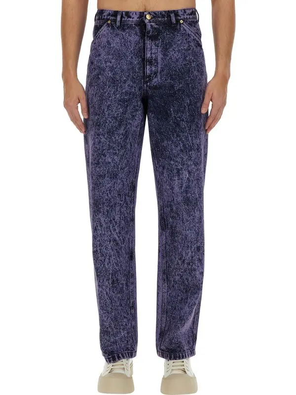 Marni Marbled Effect Straight Leg Jeans - Blue