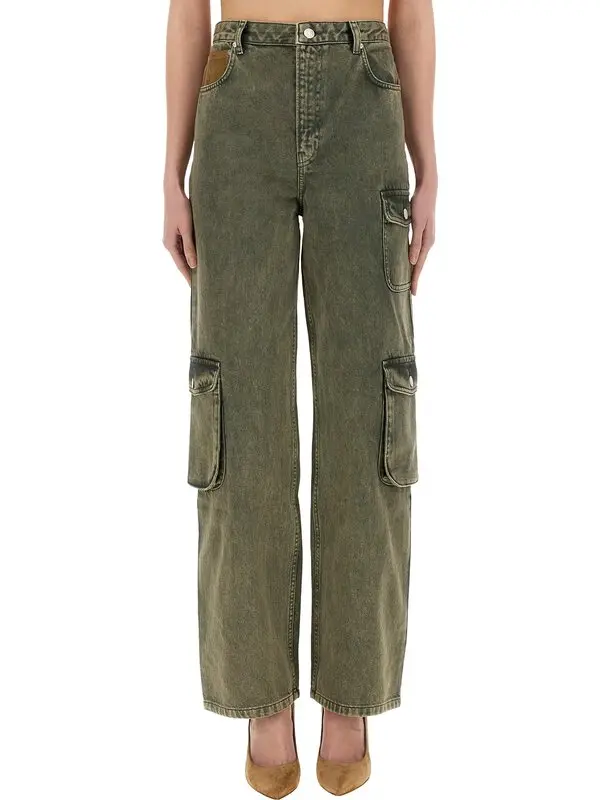 Moschino Wide Leg Cargo Jeans - Military Green