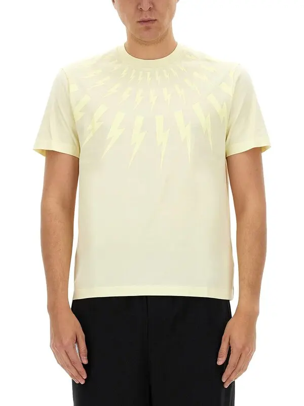 Neil Barrett Fairisle Thunderbolt" T-shirt - Beige