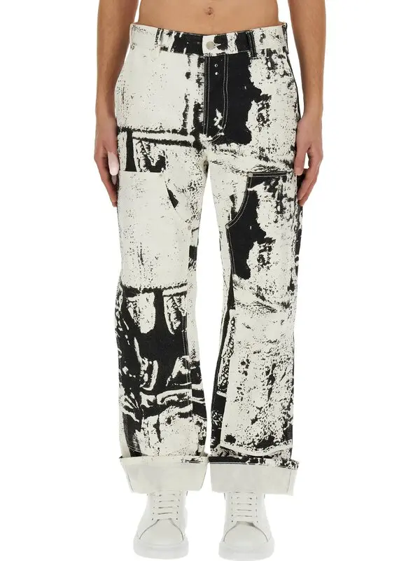 Alexander McQueen Workwear Jeans With Print - White