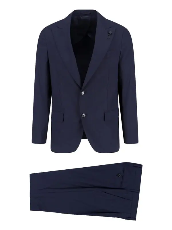 Giorgio Armani Single-breasted Virgin Wool Suit - Blue