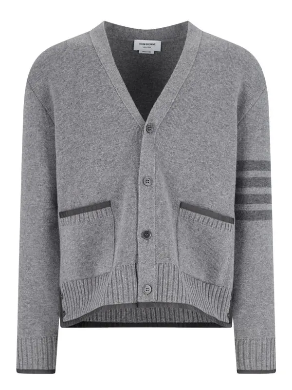 Thom Browne Virgin Wool 4-bar Cardigan - Gray