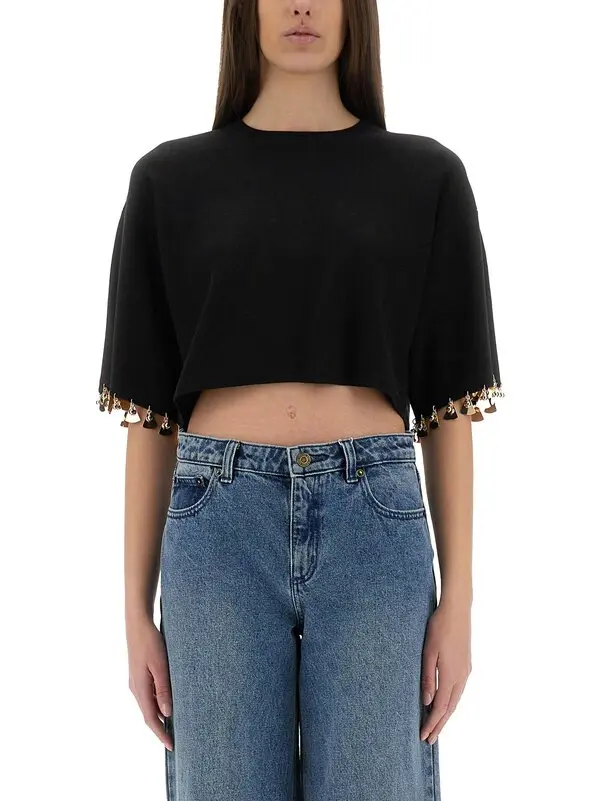 Rabanne Knit Crop T-shirt - Black