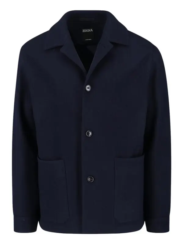 Zegna Wool And Cashmere Blend Shirt Jacket - Blue