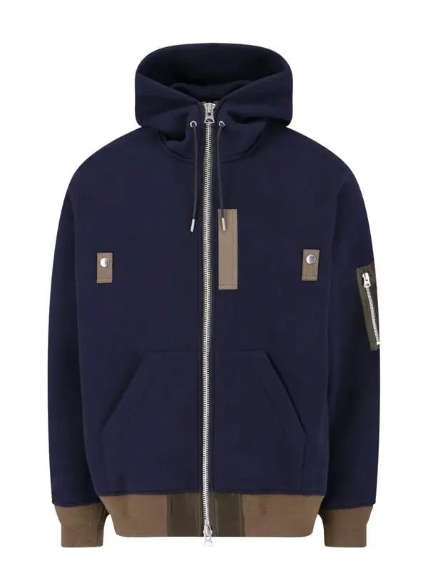Sacai Two-tone Zip Sweatshirt - Blue