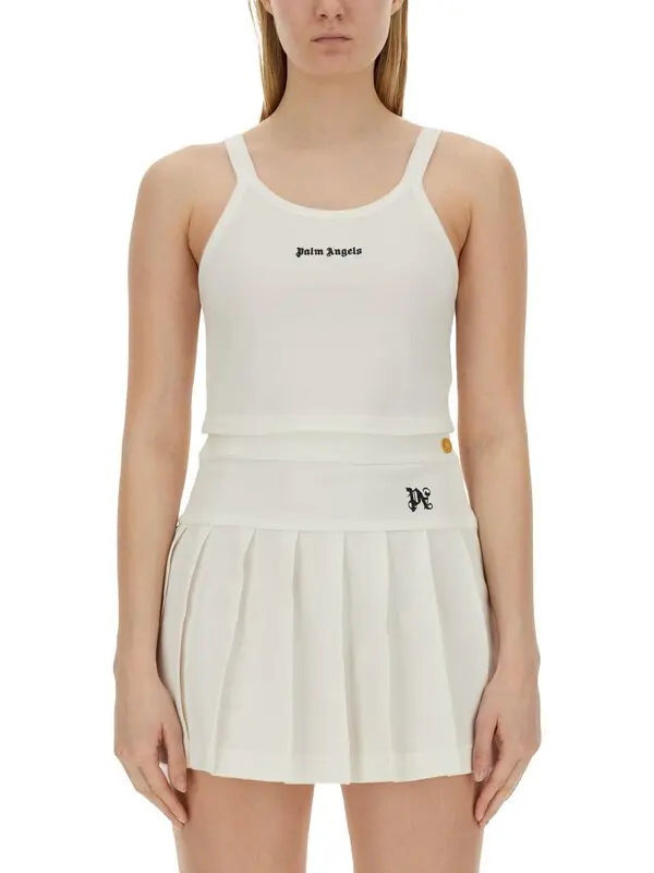 Palm Angels Tank Top With Logo - White