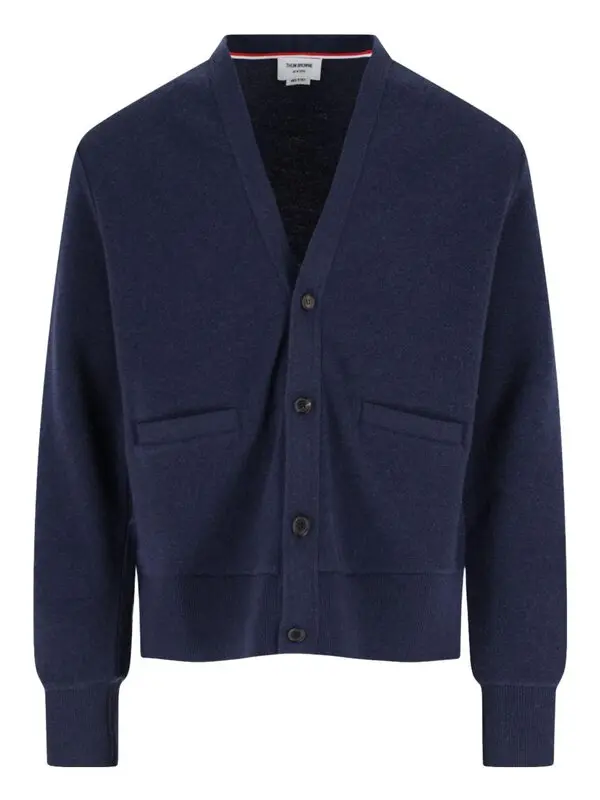 Thom Browne Silk Wool And Cashmere Cardigan - Blue