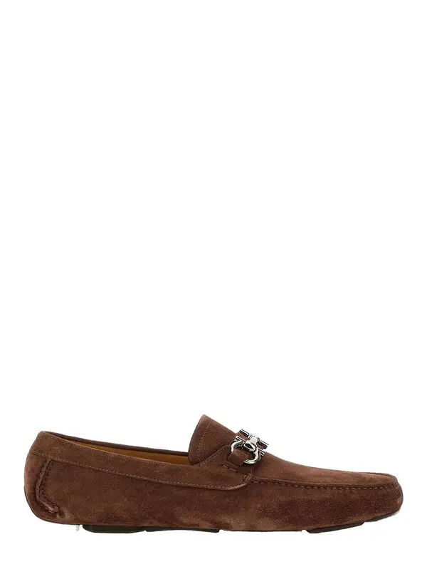 FERRAGAMO Mocassin Ornament Gancini Loafer - Brown