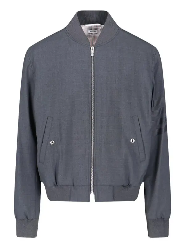 Thom Browne 4-bar Bomber Jacket - Gray