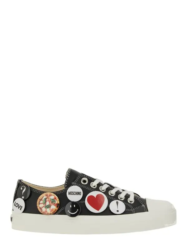 Moschino Low Top Sneakers With Pins - Black