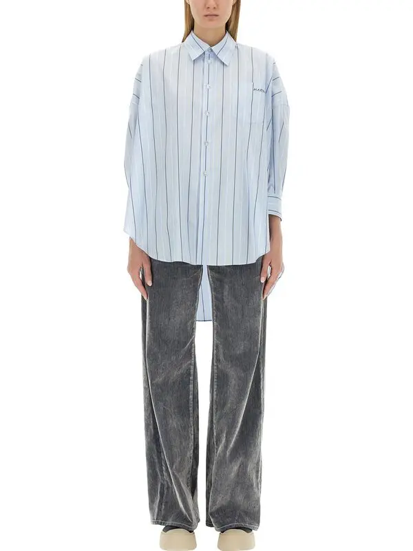 Marni Asymmetrical Striped Shirt - Azure