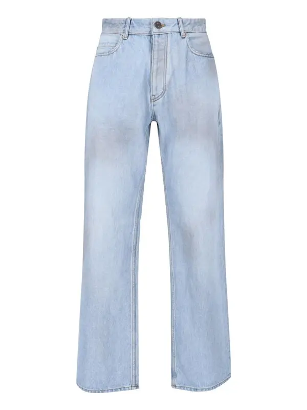 Balenciaga Deconstructed Straight Leg Jeans - Light Blue