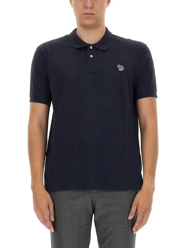 Paul Smith Polo With Logo Patch - Blue