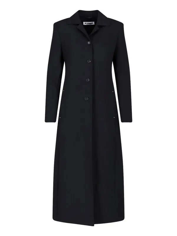JIL SANDER Single-breasted Virgin Wool Coat - Black