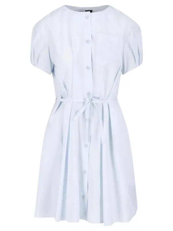 Loewe Mini Shirt Dress With Embroidered Anagram Logo - Light Blue