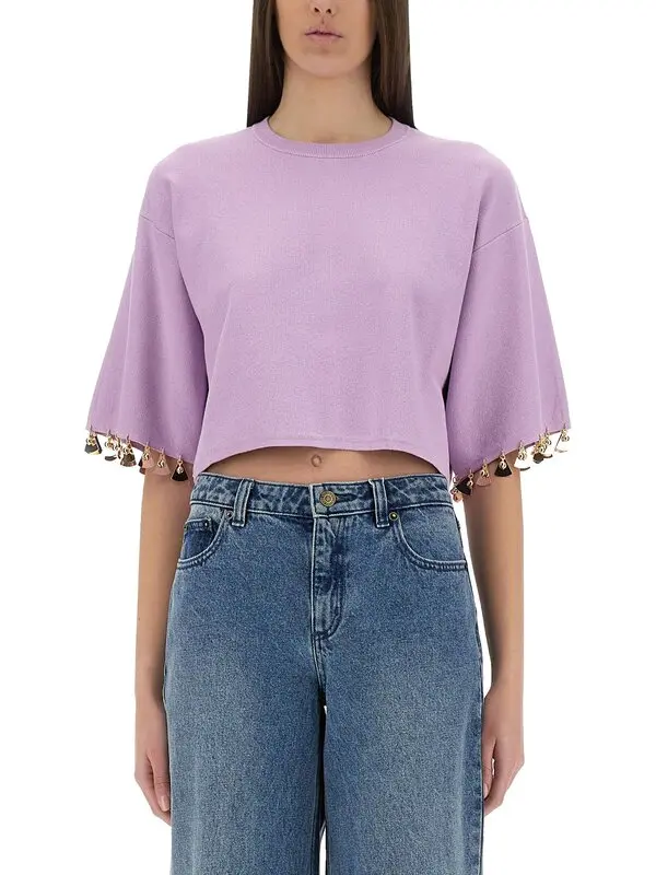 Rabanne Knit Crop T-shirt - Lilac