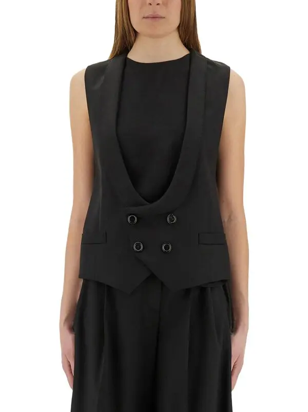 Moschino Virgin Wool Sleeveless Vest - Black