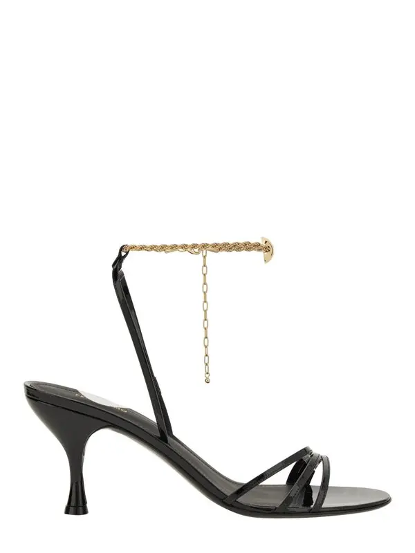 FERRAGAMO Sandal With Chain - Black