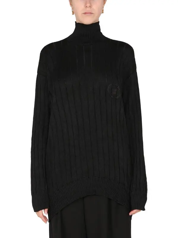 Balenciaga Oversized Turtleneck Pullover - Black