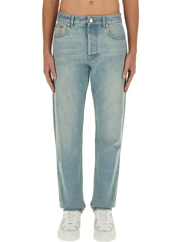 Valentino Garavani Straight-leg Cotton Trousers - Denim