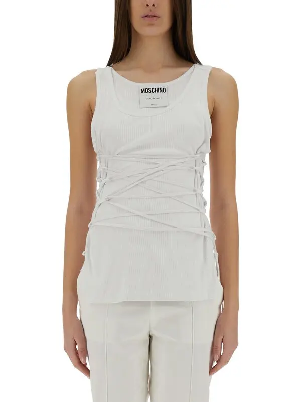 Moschino Tank Top With Laces - White