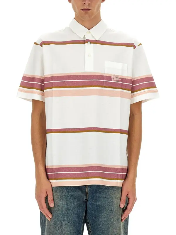 Etro Polo Shirt With Pegasus Embroidery - Ivory