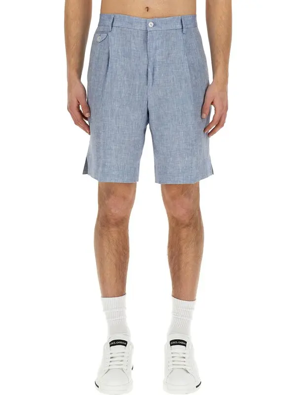 Dolce & Gabbana Linen Bermuda Shorts - Azure