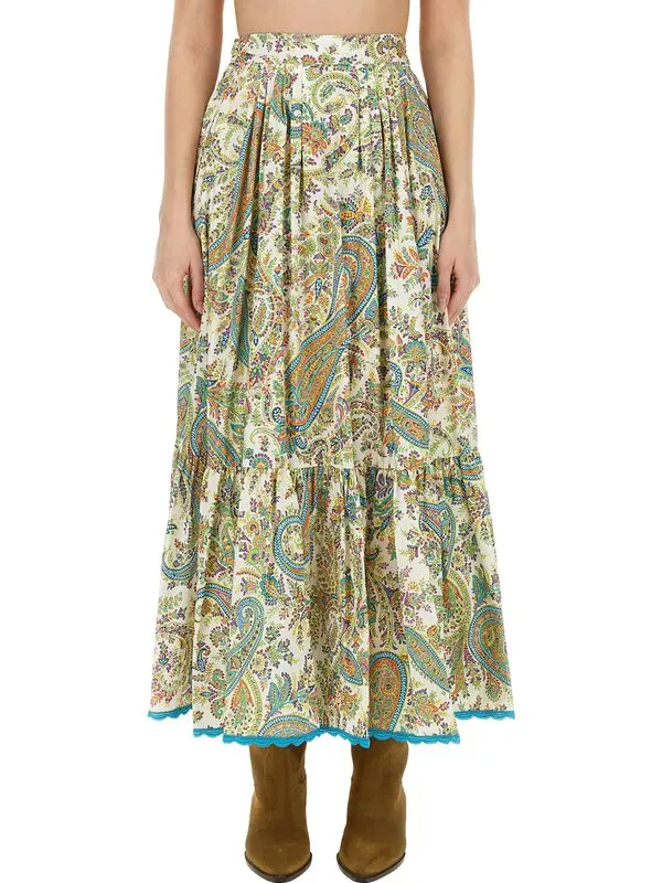 Etro Full Length Printed Skirt - Green