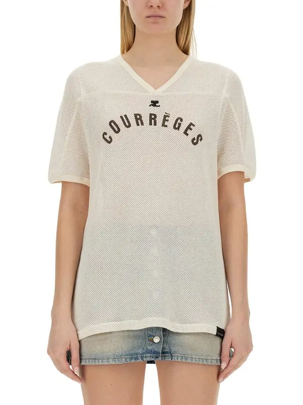COURREGES Logo T-shirt - Ivory