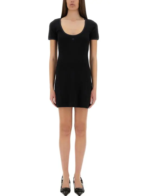 COURREGES Holistic Contrast Mini Dress - Black