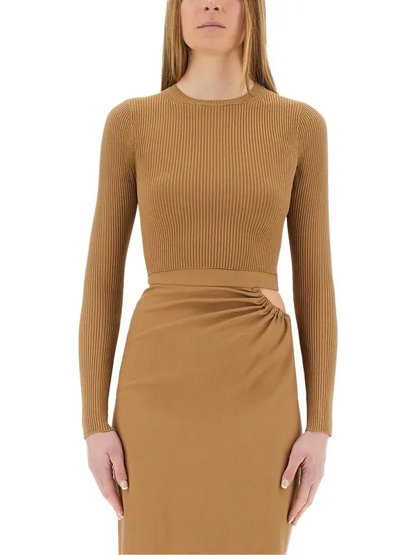 Max Mara Viscose Crepe Crop Top - Beige