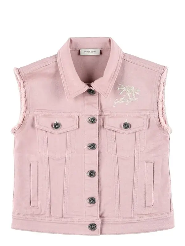 GOLDEN GOOSE Sleeveless Denim Vest - Pink