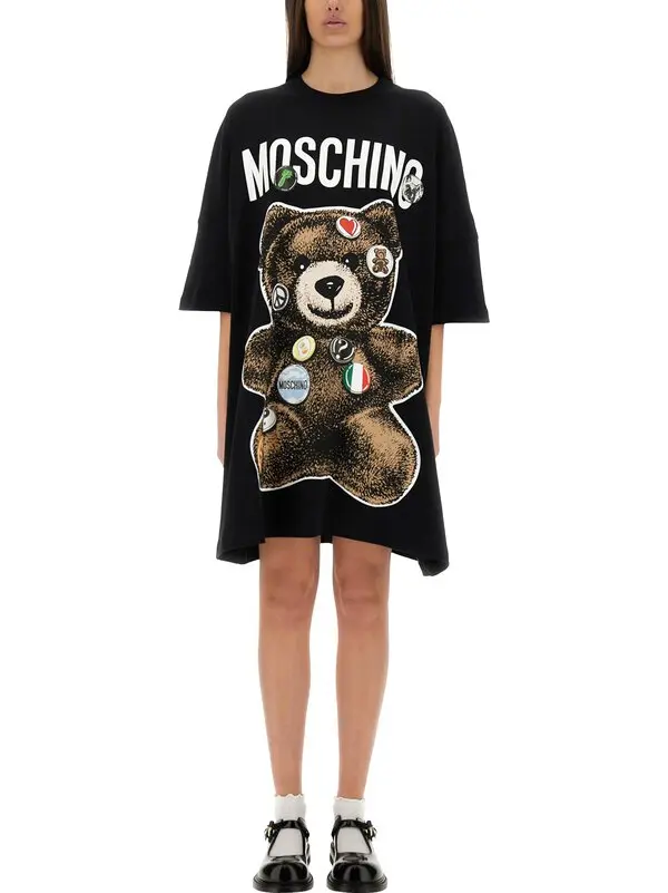 Moschino Teddy Bear Print Short Dress - Black