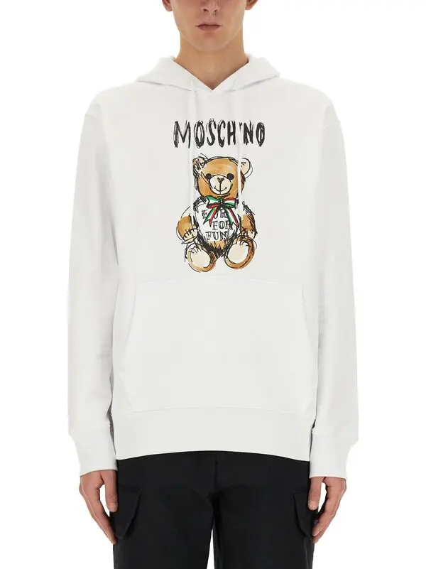 Moschino Teddy Print Cotton Sweatshirt - White