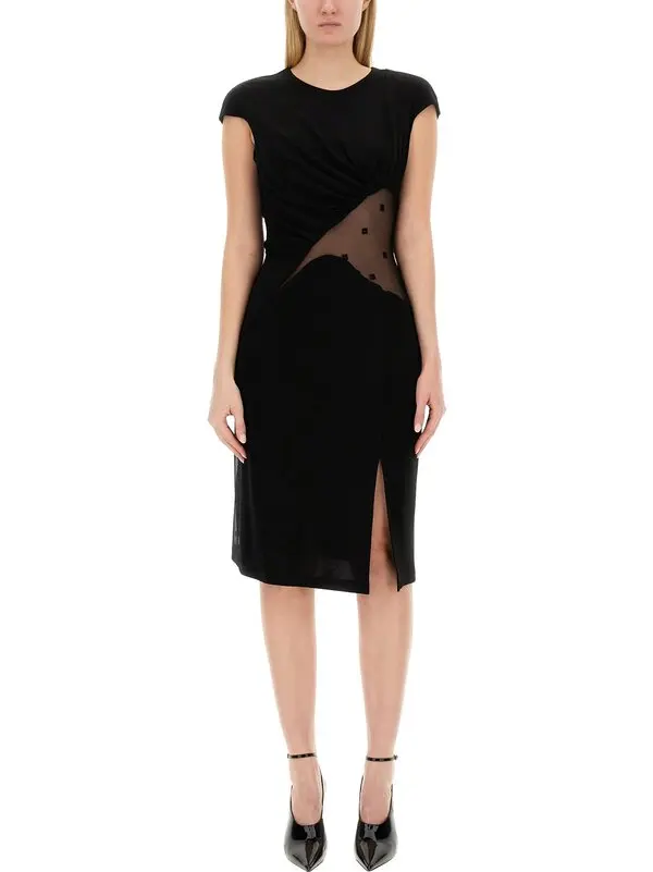 Givenchy 4g Crepe And Tulle Dress - Black