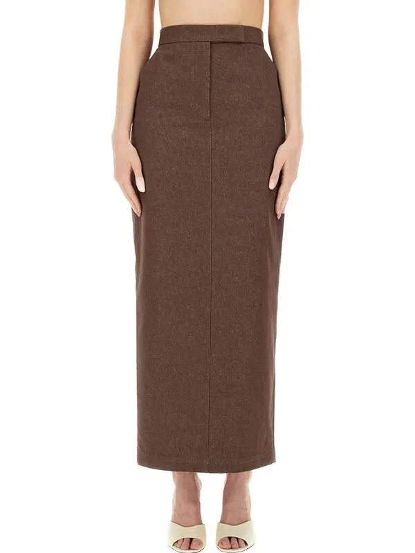 Max Mara Long Pianosa Skirt - Brown