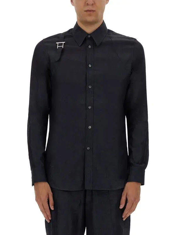 Alexander McQueen Harness Shirt With T Buckle - Blue